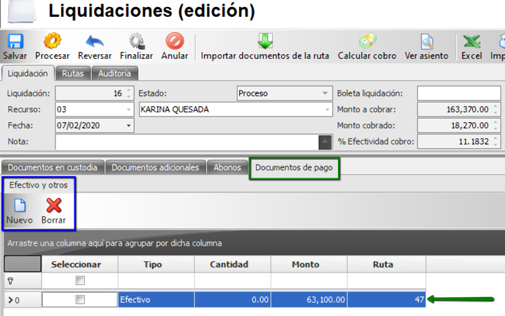 ¿Cómo cerrar una liquidación de rutas?