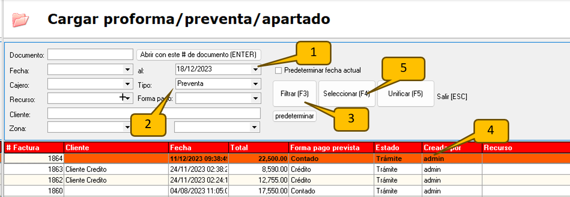 ¿Cómo cargar una proforma o una preventa desde facturación?